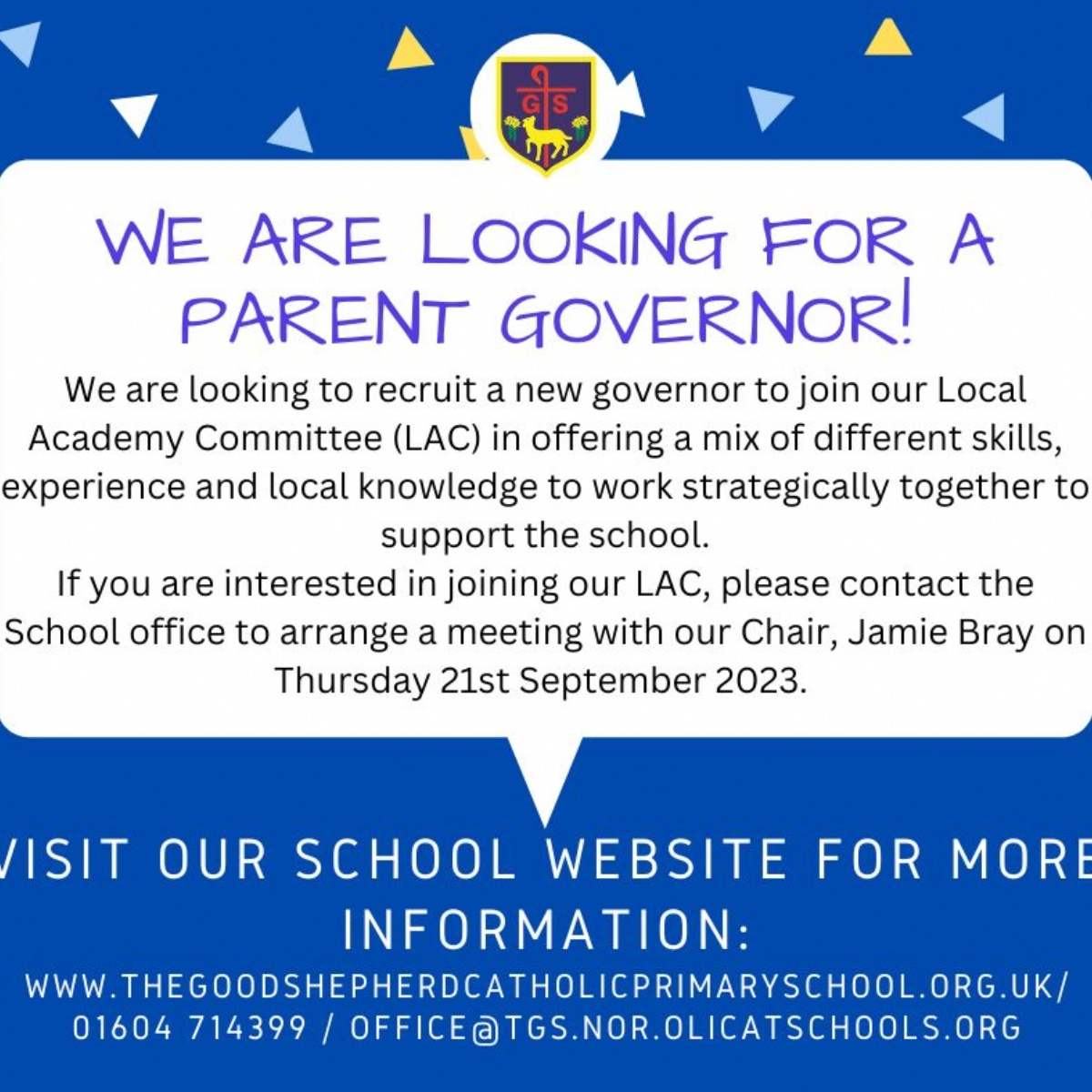 The Good Shepherd Catholic Primary School - Parent Governor Vacancy